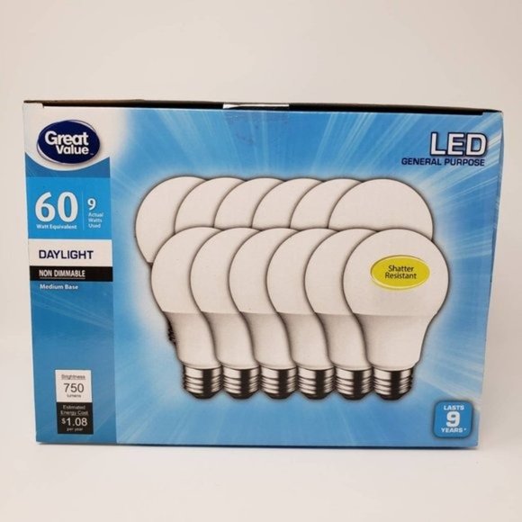 Great Value | Other | Great Value Led Light Bulb 9 Watts 6w Equivalent ...